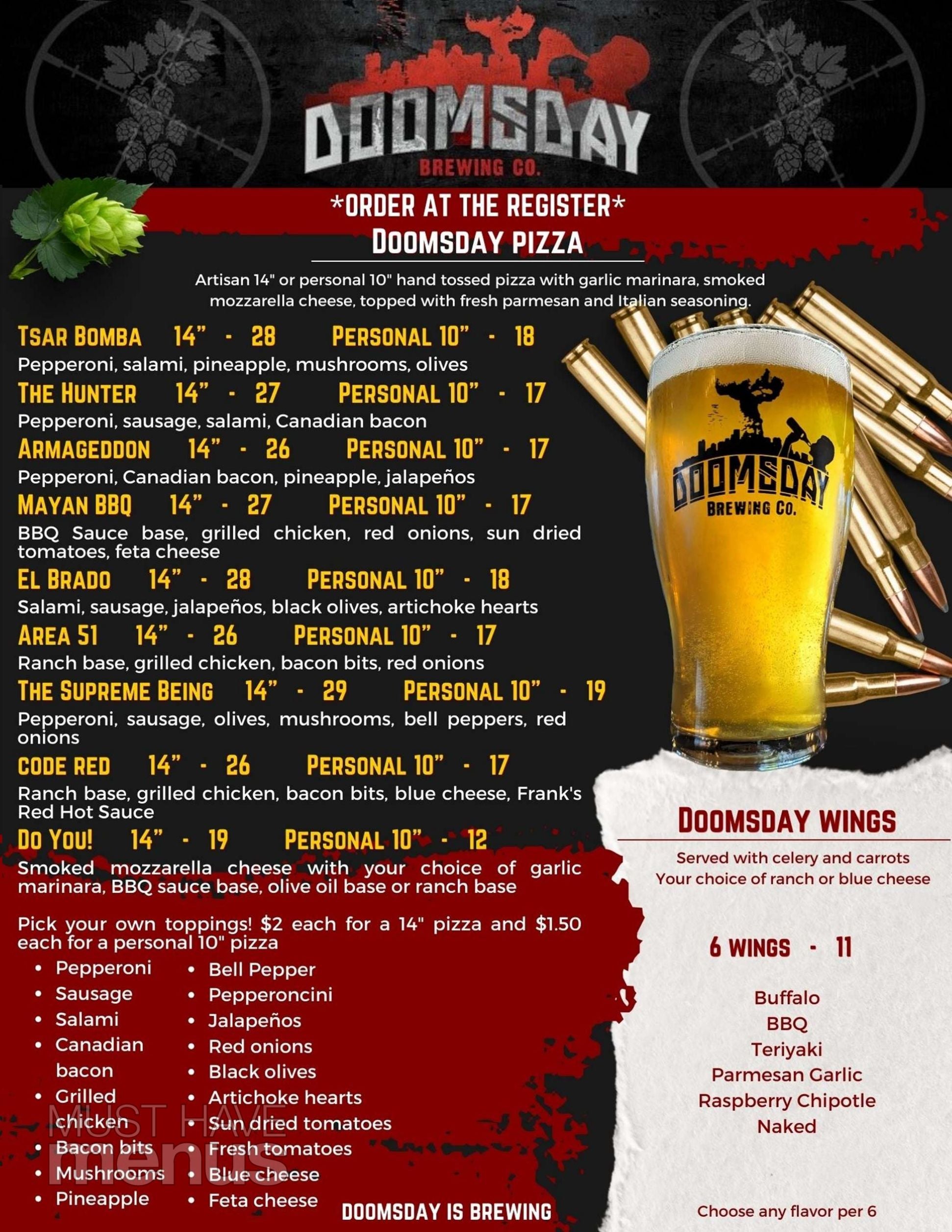 Menu | Doomsday Brewing Company
